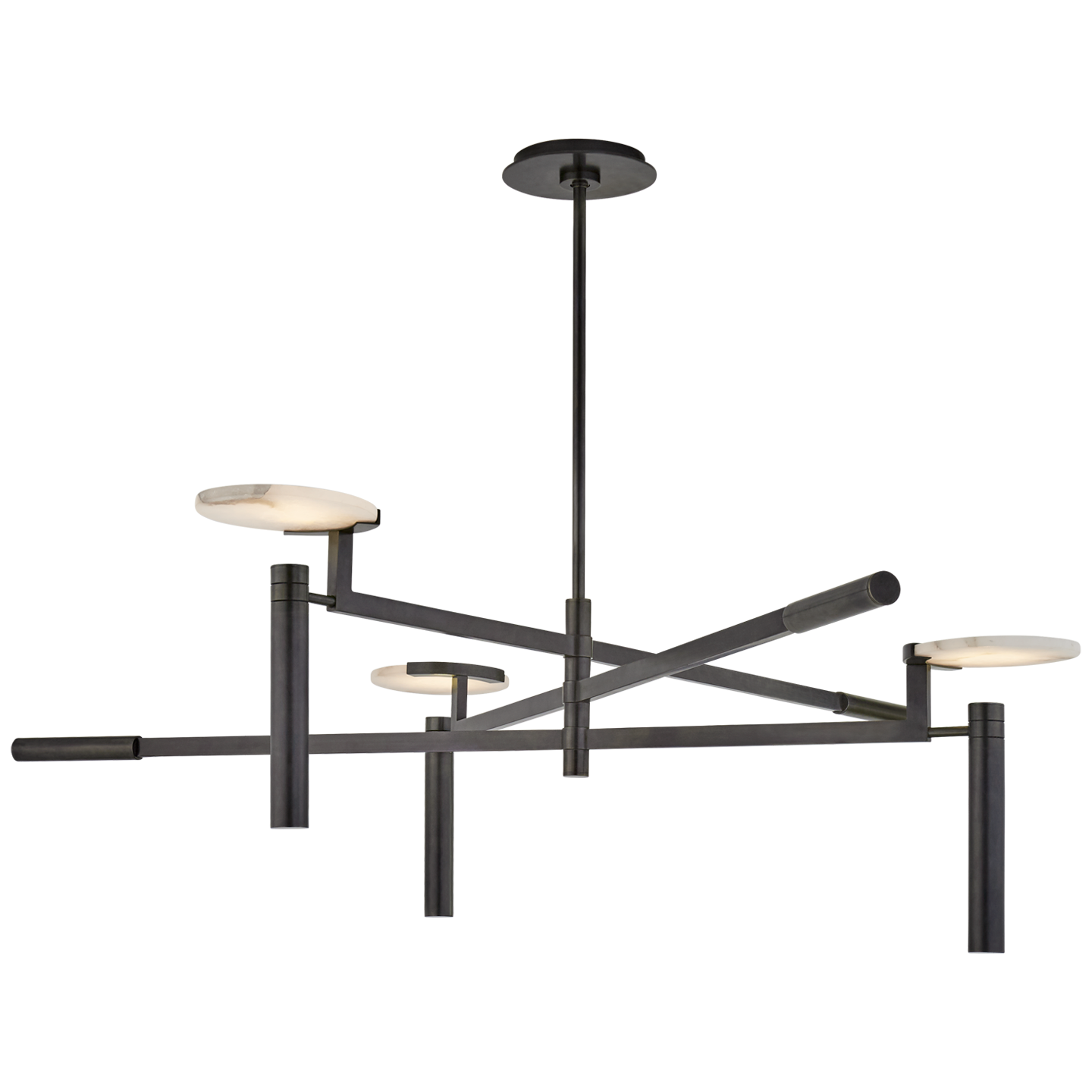 Melange Large Floating Disc Chandelier in Bronze with Alabaster - Lumiere