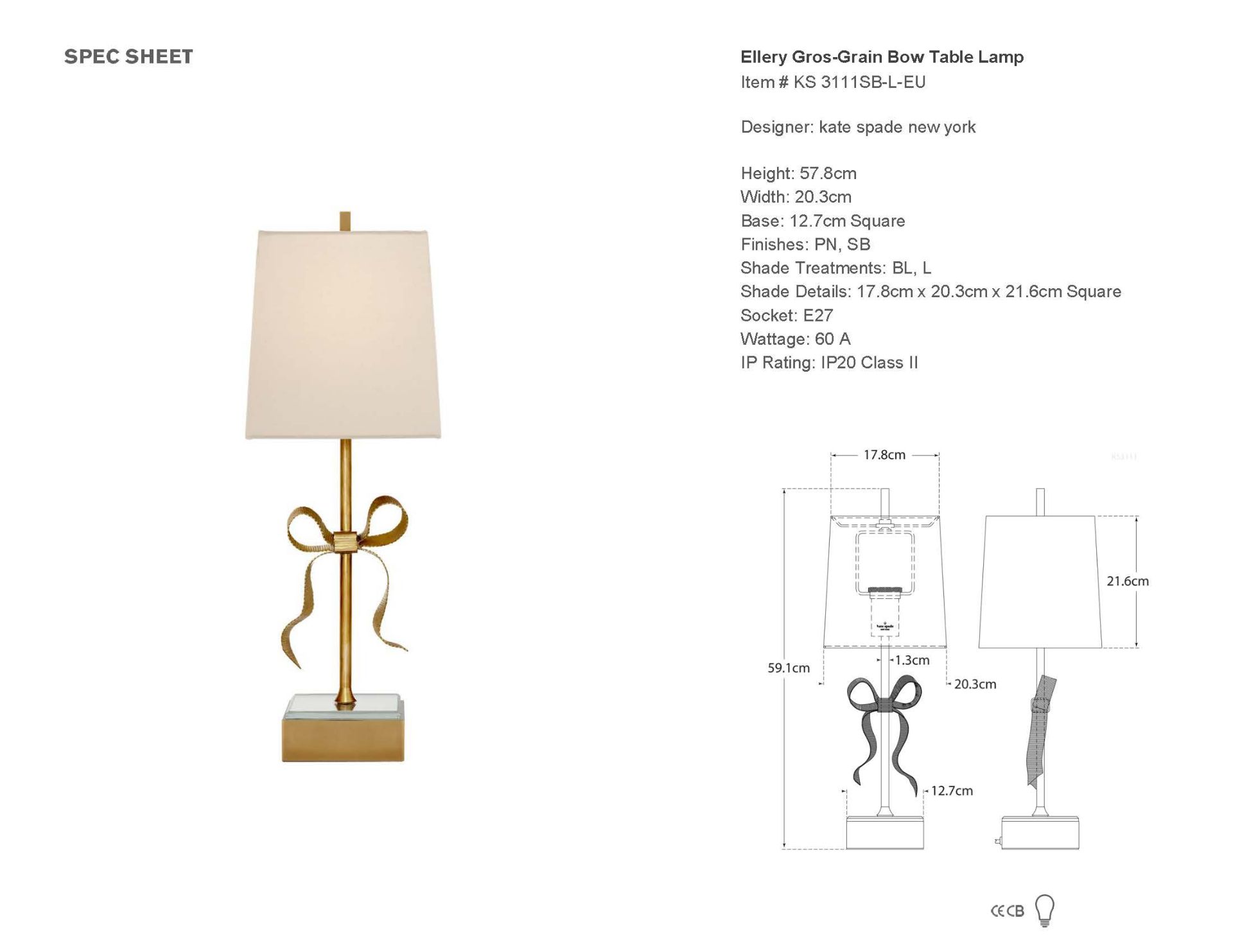 Ellery Gros-Grain Bow Table Lamp in Soft Brass and Mirror with Cream ...