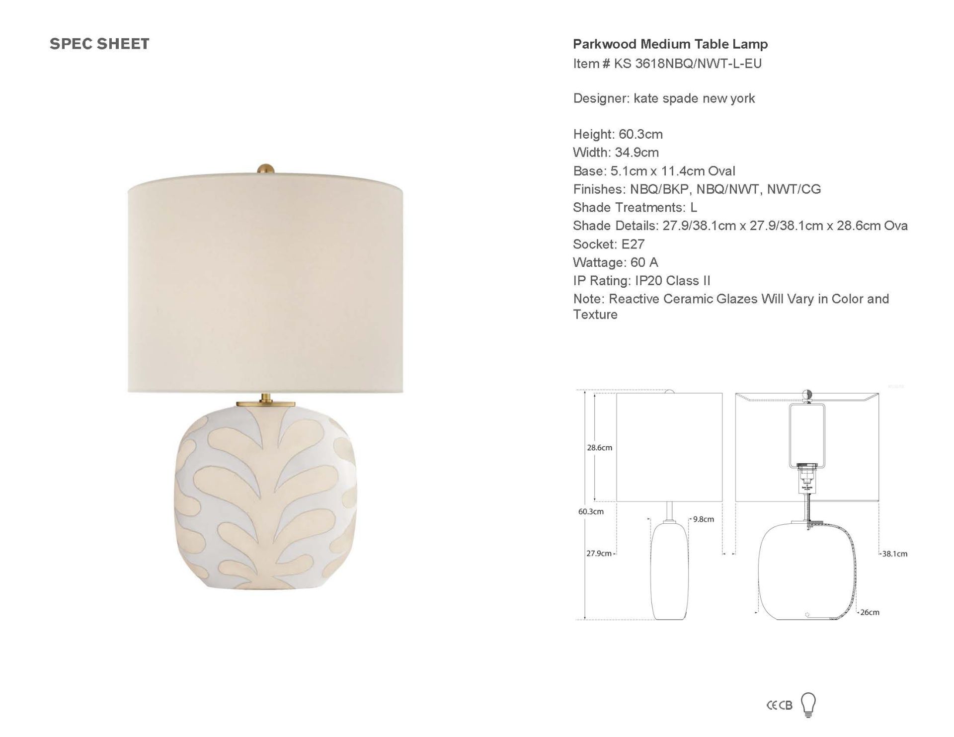 Parkwood Medium Table Lamp in Natural Bisque and New White with Linen ...