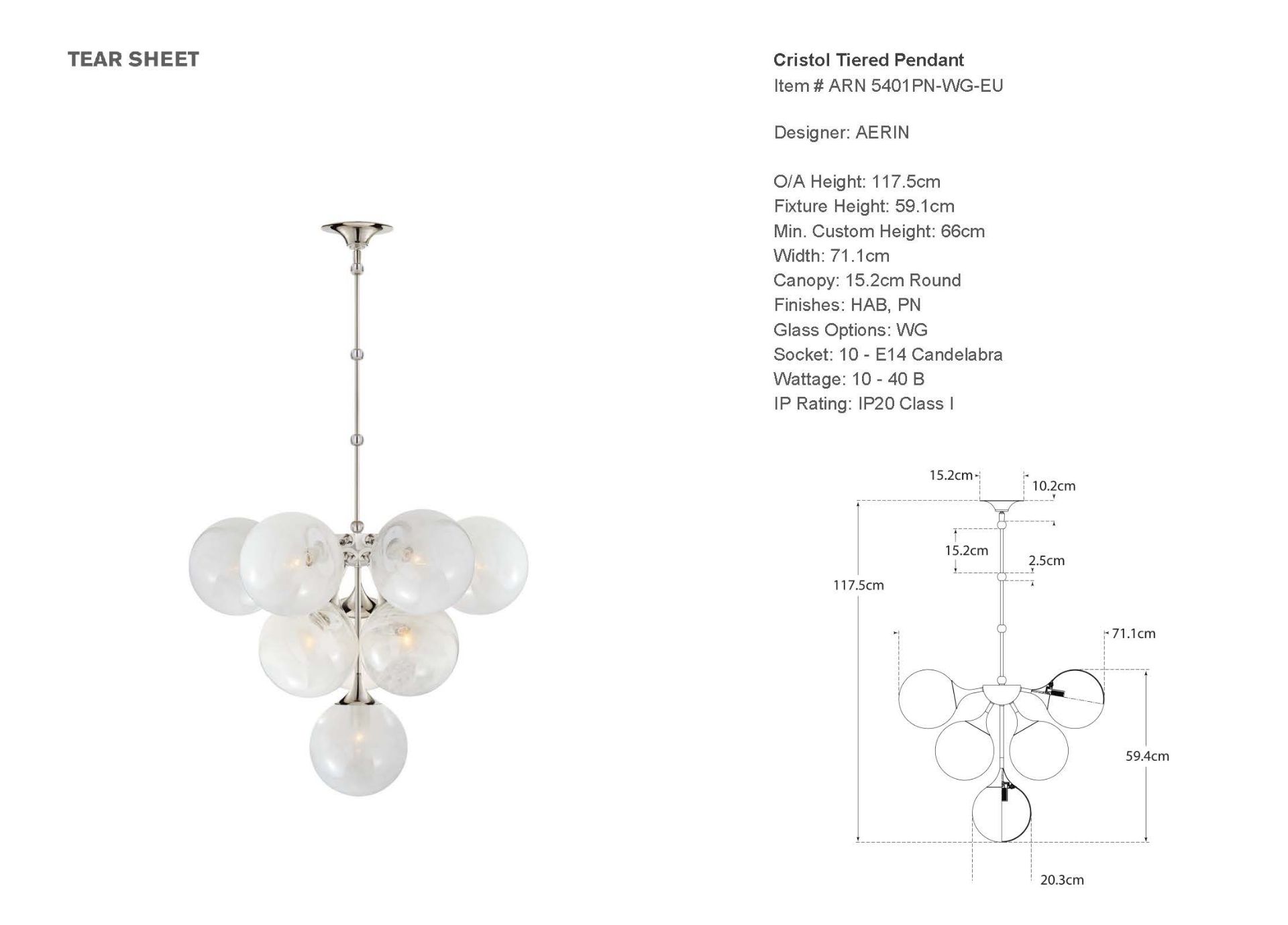 Cristol Tiered Chandelier in Polished Nickel with White Strie Glass ...