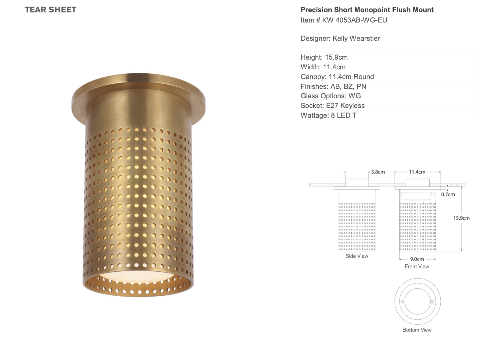 EX-DISPLAY Precision Short Monopoint Flush Mount in Antique-Burnished ...