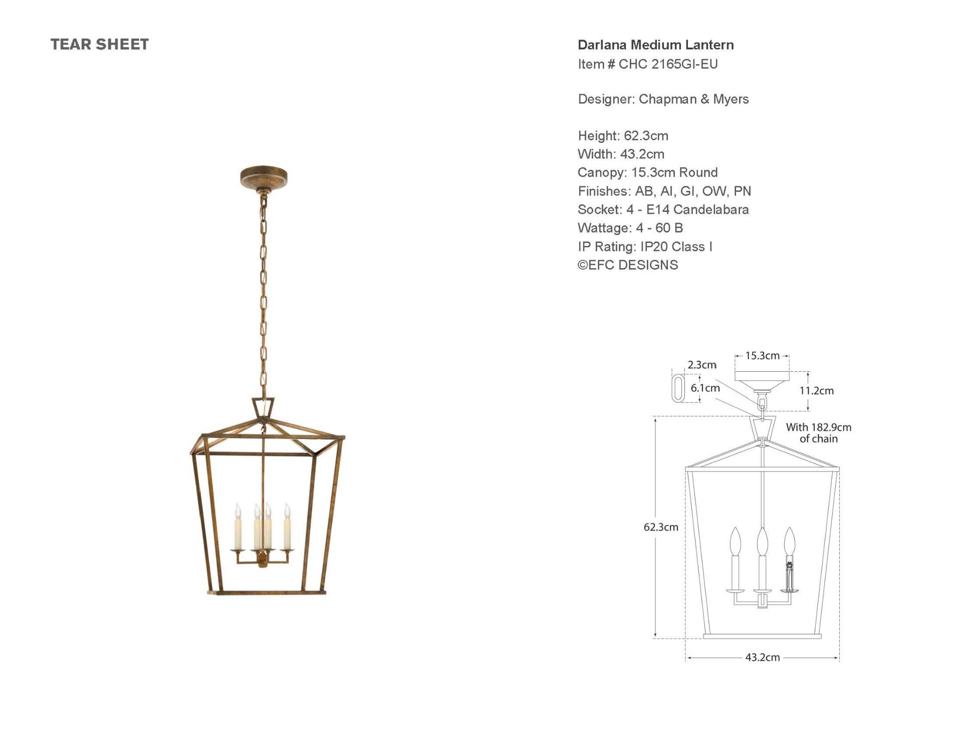 Darlana Medium Lantern in Gilded Iron - Lumiere