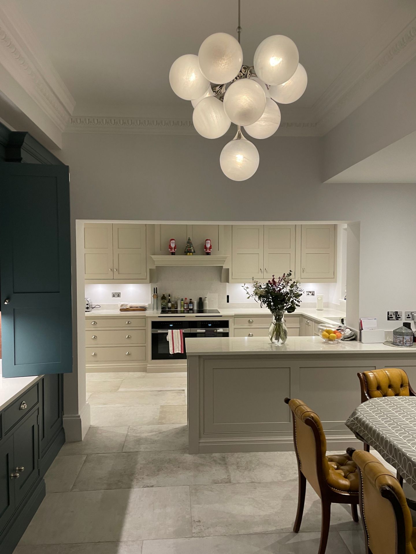 Cristol Tiered Chandelier in Hand-Rubbed Antique Brass with White Strie ...