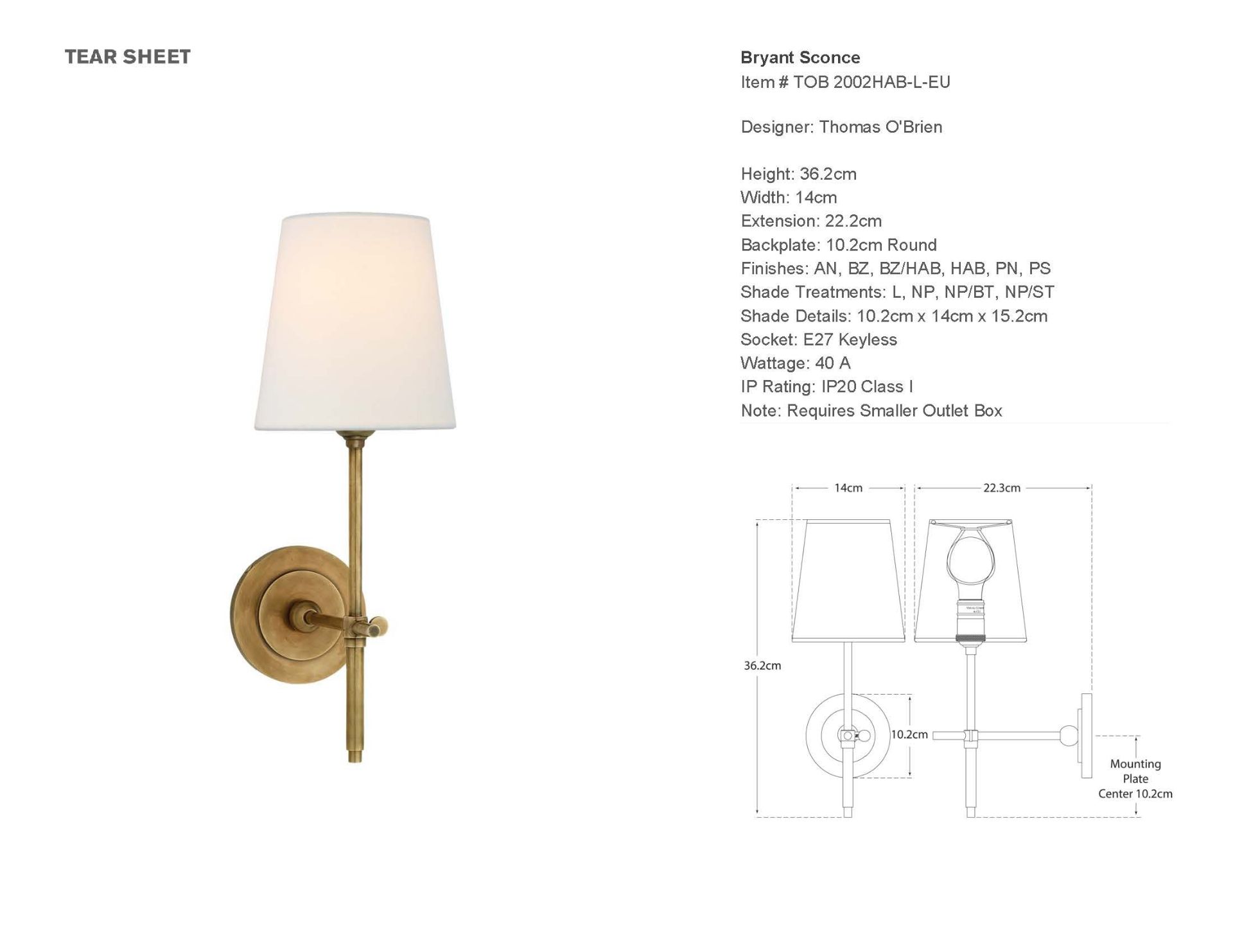 Bryant Sconce in Hand-Rubbed Antique Brass with Linen Shade - Lumiere